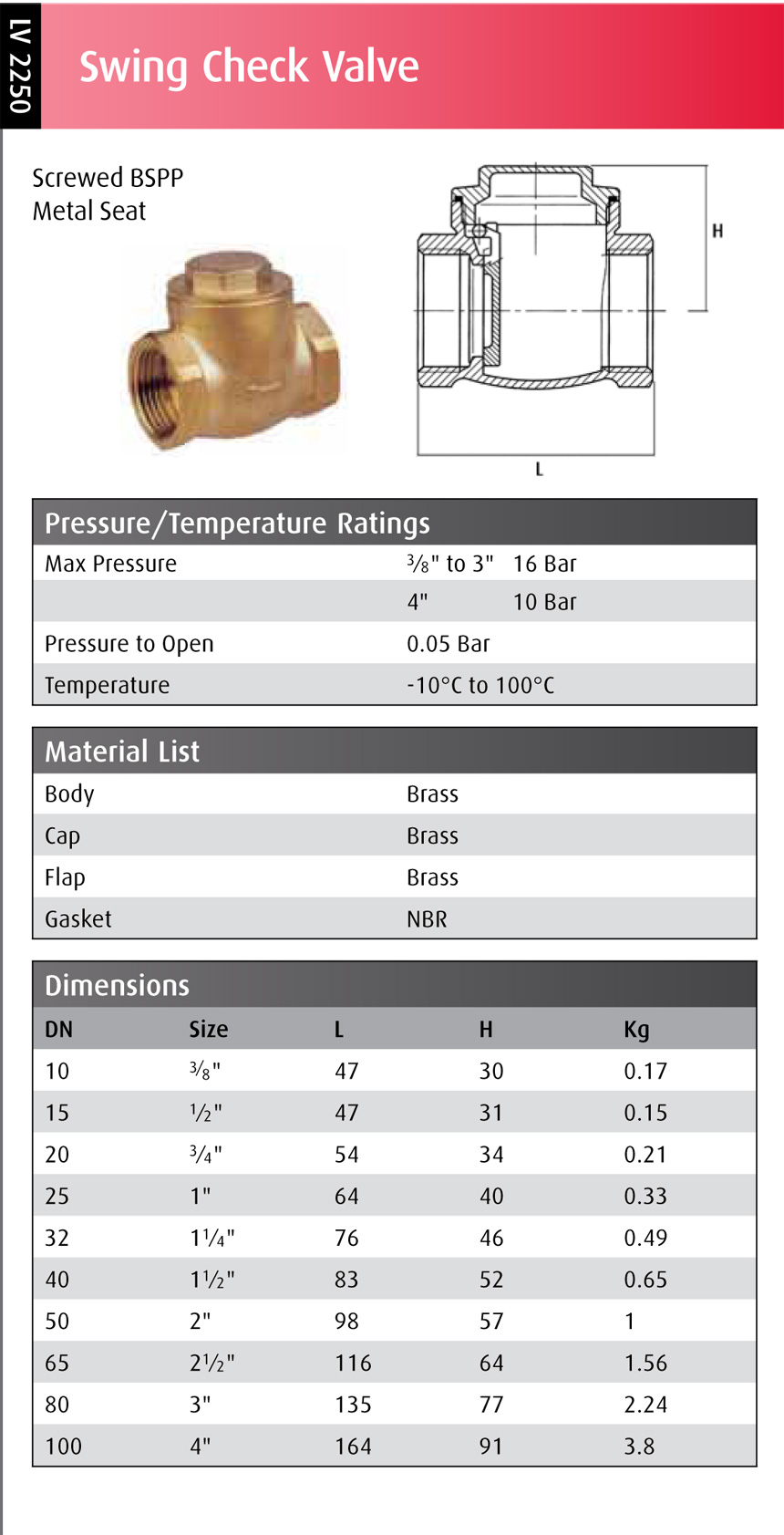 Swing Check Metal Seat - Datasheet - | IWE Ltd