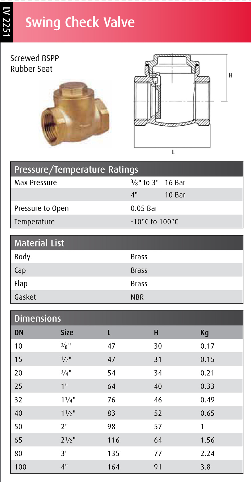 Swing Check Rubber Seat - Datasheet - | IWE Ltd