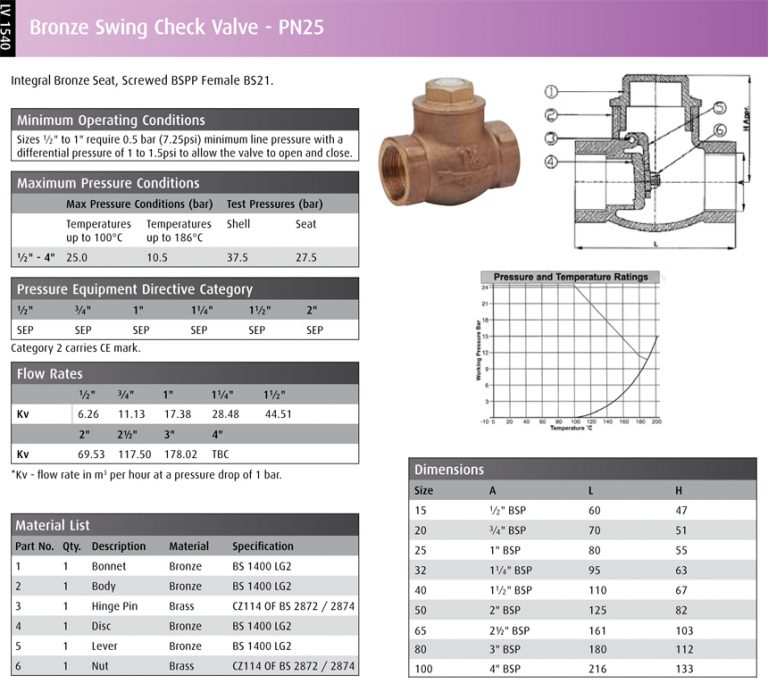 Swing Check Valve PN25 Datasheet - | IWE Ltd